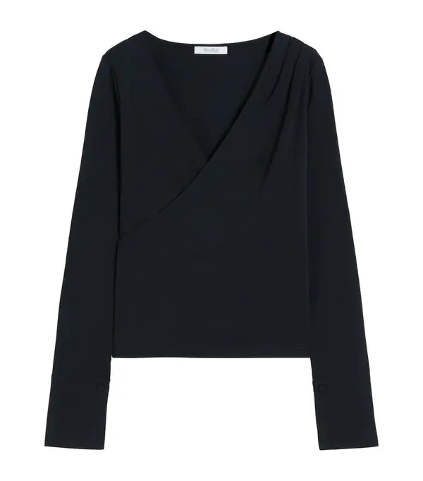 Max Mara Virgin Wool Wrap Top - Blue