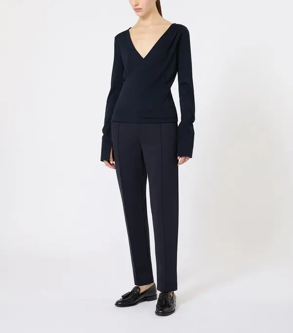 Max Mara Virgin Wool Wrap Top - Blue