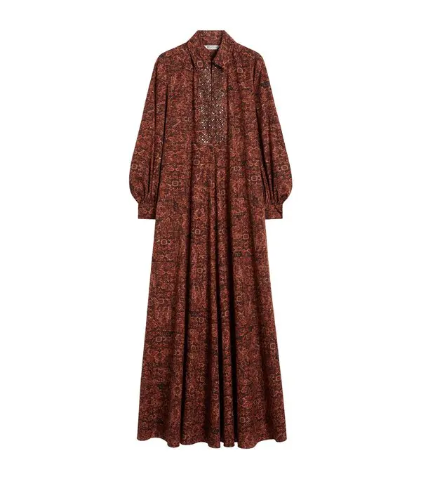 Max Mara Cotton Printed Kaftan Maxi Dress