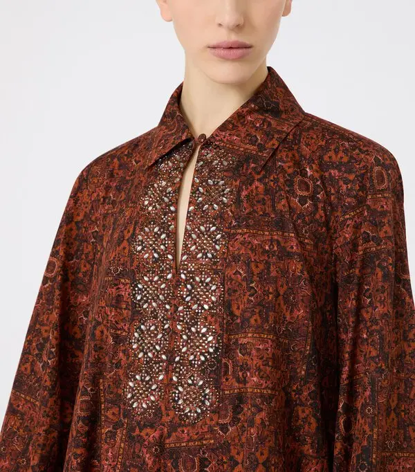 Max Mara Cotton Printed Kaftan Maxi Dress