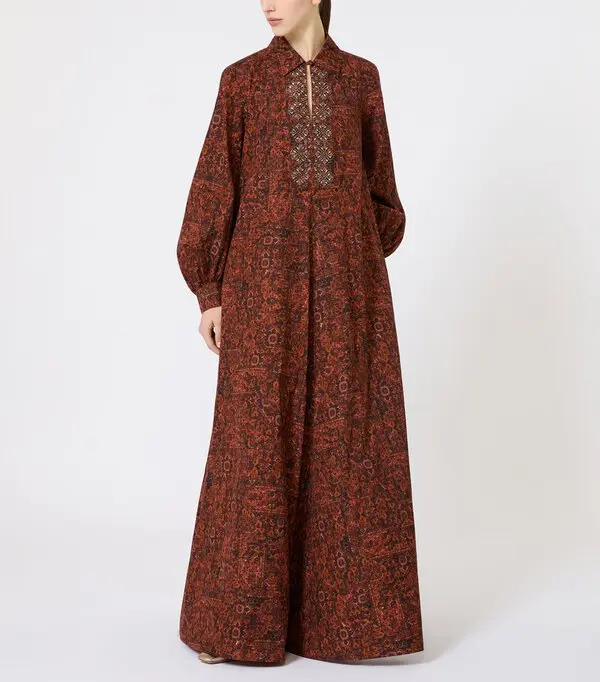 Max Mara Cotton Printed Kaftan Maxi Dress