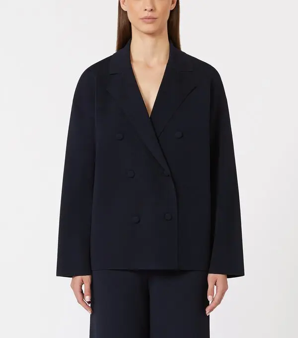 Max Mara Knit Double-breasted Blazer - Blue