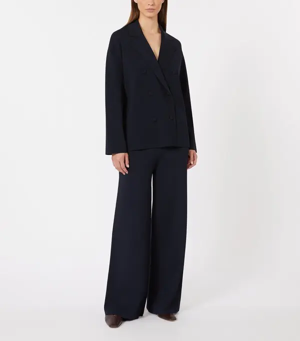 Max Mara Knit Double-breasted Blazer - Blue