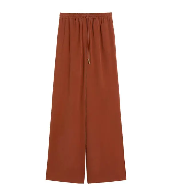 Max Mara Silk Wide-leg Trousers - Brown