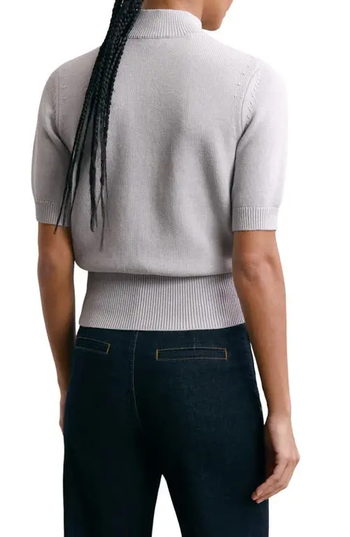 REISS Aria Mock Neck Cotton & Wool Sweater - Grey
