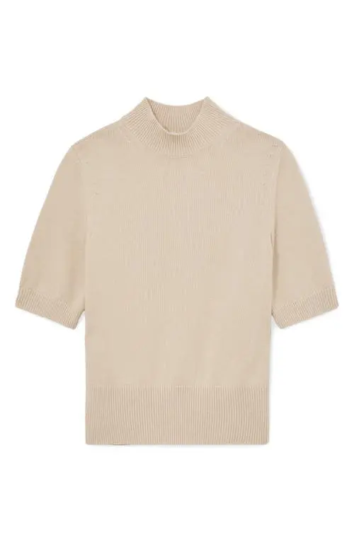 REISS Cotton & Wool Mock Neck Sweater - Neutral