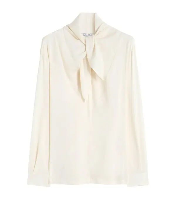 Max Mara Silk Tie-neck Blouse - White