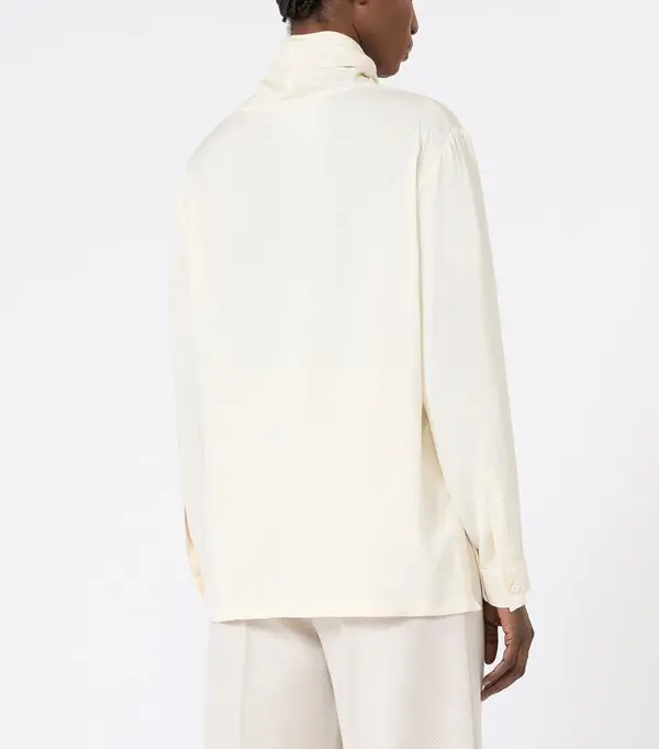 Max Mara Silk Tie-neck Blouse - White