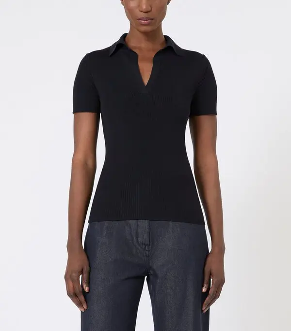 Max Mara Wool Rib Knit Top - Blue