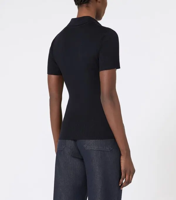 Max Mara Wool Rib Knit Top - Blue