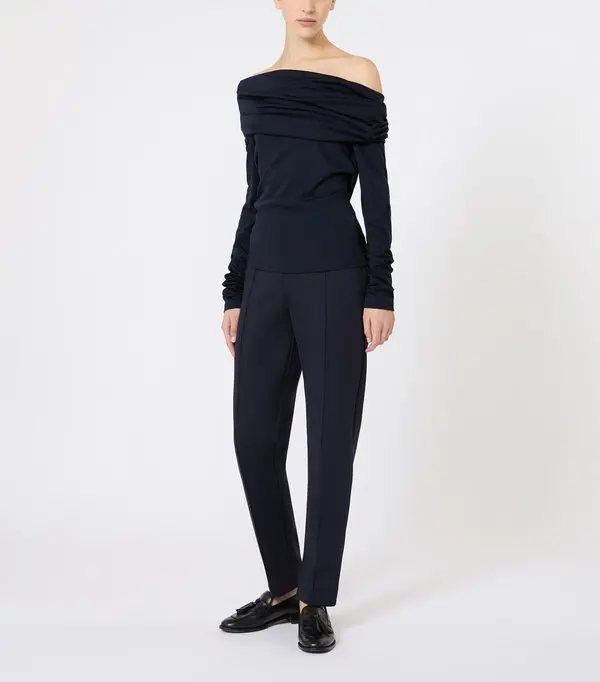 Max Mara Virgin Wool Draped Blouse - Blue