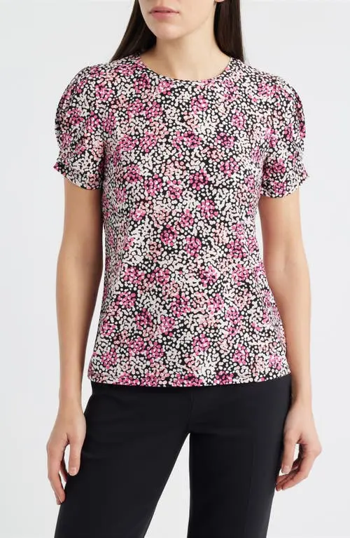 Anne Klein Printed Pleat Short Sleeve Top