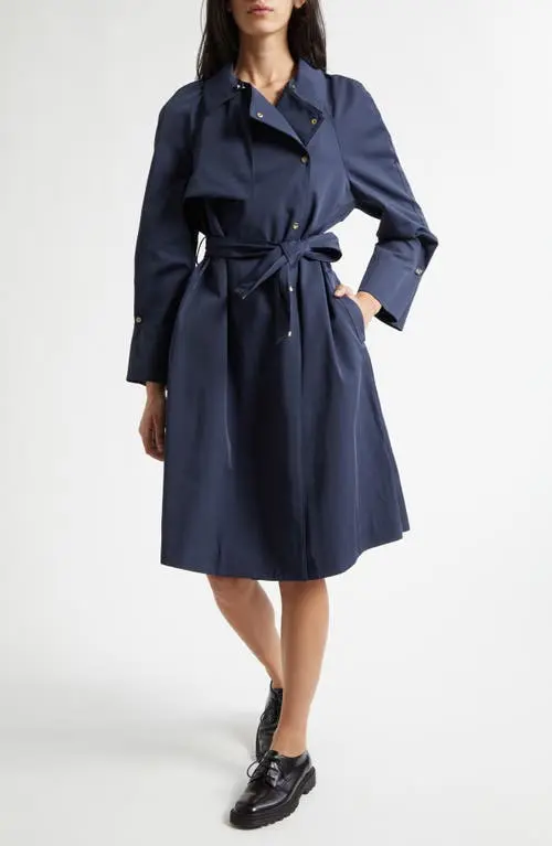 Emporio Armani Metal Tip Sash Trench Coat - Navy
