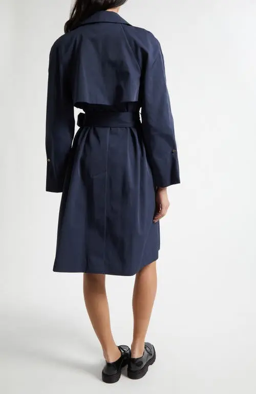 Emporio Armani Metal Tip Sash Trench Coat - Navy