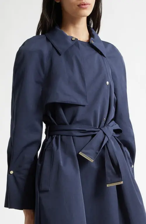 Emporio Armani Metal Tip Sash Trench Coat - Navy
