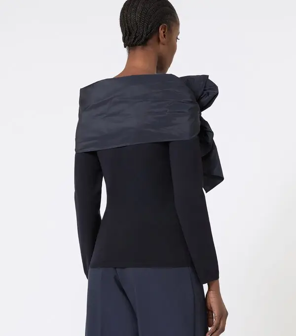 Max Mara Wool-blend Top With Bow Detail - Blue