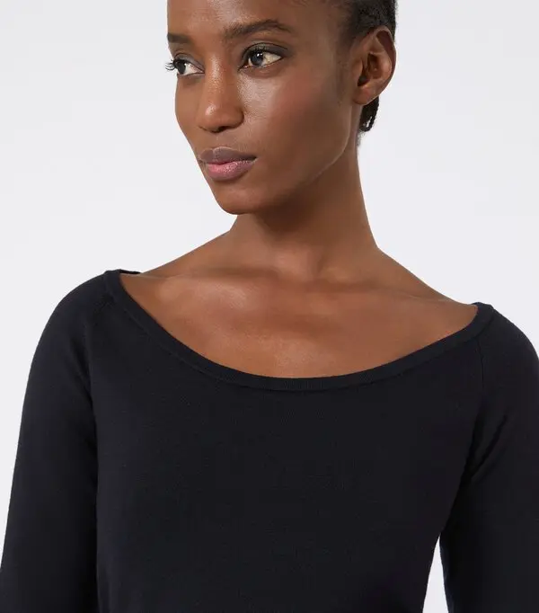Max Mara Wool-blend Top With Bow Detail - Blue
