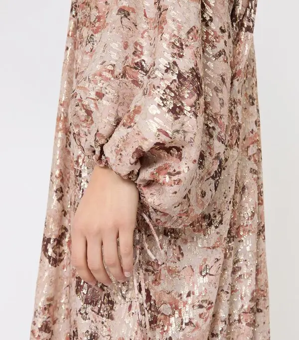 Max Mara Metallic Silk Floral Maxi Dress