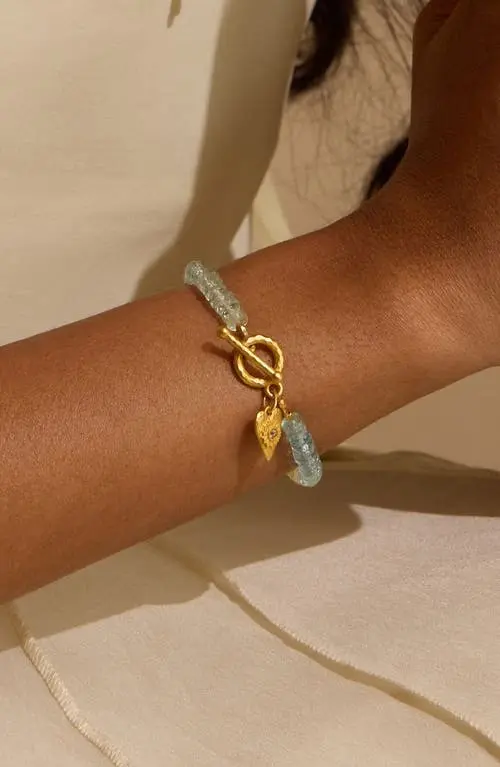 SATYA JEWELRY Aquamarine Heart Toggle Bracelet