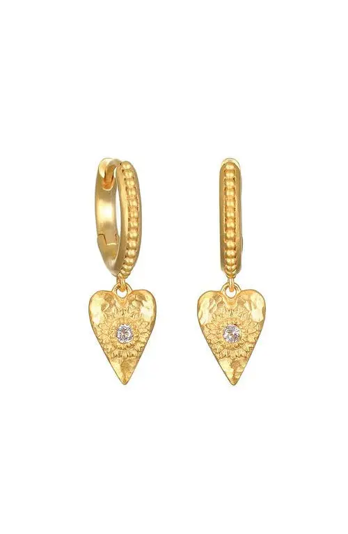 SATYA JEWELRY Loving Heart Huggie Earrings - Gold
