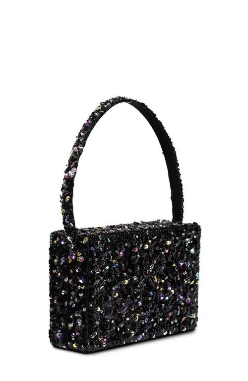 SIMITRI Sequin Embellished Box Clutch - Black