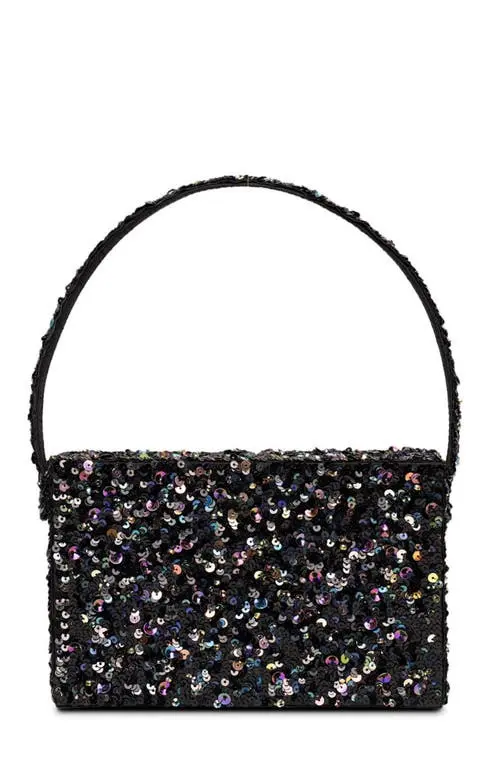 SIMITRI Sequin Embellished Box Clutch - Black