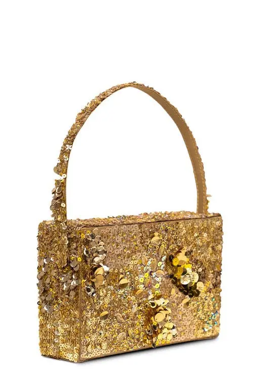 SIMITRI Sequin Embellished Box Clutch - Golden Ember