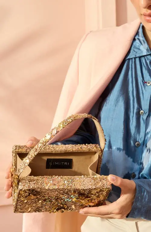 SIMITRI Sequin Embellished Box Clutch - Golden Ember