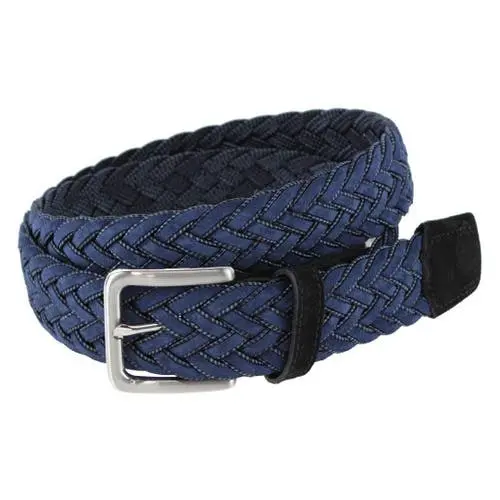 Trafalgar Big And Tall Apollo Italian Braided Suede Versatile Belt - Navy
