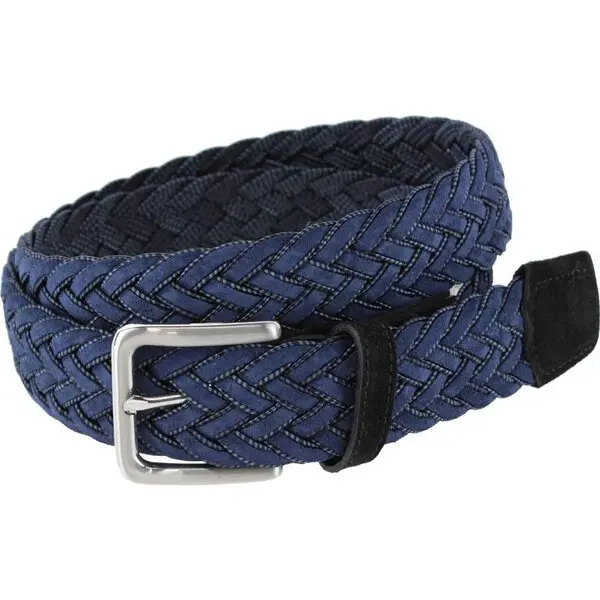 Trafalgar Apollo Italian Braided Suede Versatile Belt - Navy