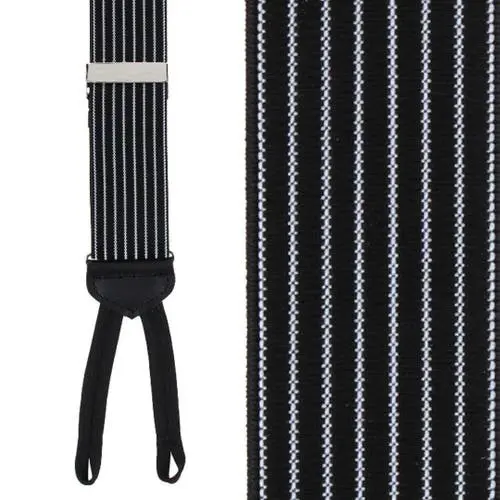 Trafalgar Voltaire Chalk Stripe Elastic Formal End Suspenders - Black
