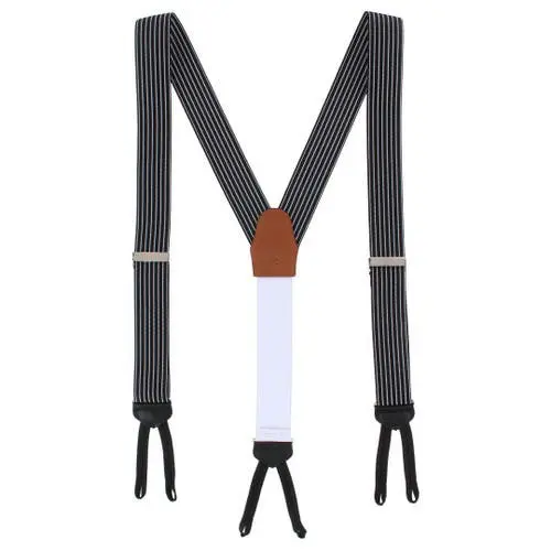 Trafalgar Voltaire Chalk Stripe Elastic Formal End Suspenders - Black