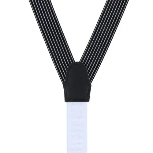 Trafalgar Voltaire Chalk Stripe Elastic Formal End Suspenders - Black