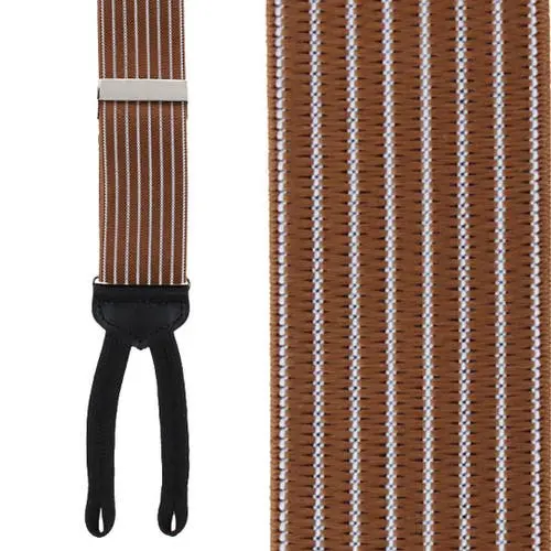 Trafalgar Voltaire Chalk Stripe Elastic Formal End Suspenders - British Tan