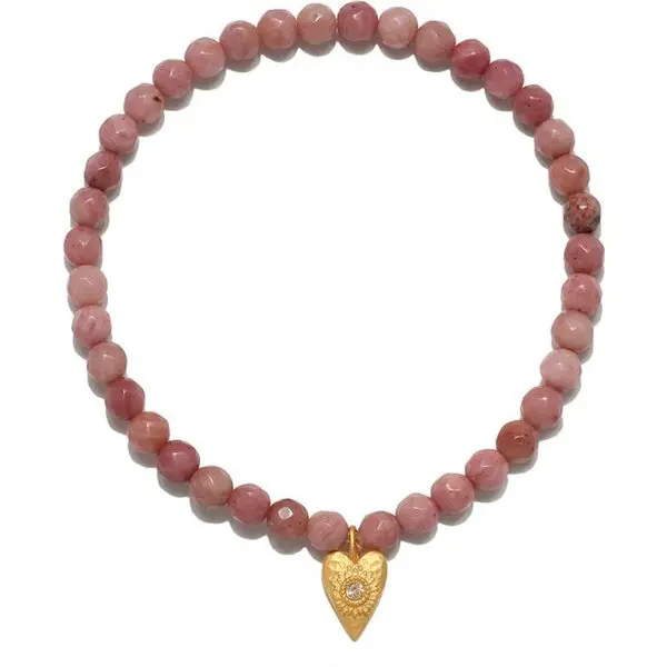 SATYA JEWELRY Comforted Love Rhodonite Heart Bracelet - Pink