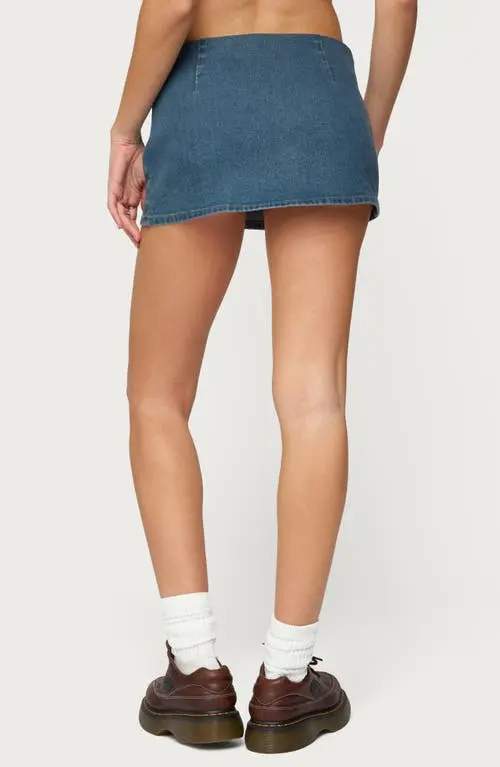 EDIKTED Monrow Low Rise Denim Microskort - Blue-washed
