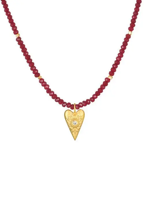 SATYA JEWELRY Healing Heart Onyx Heart Necklace - Red