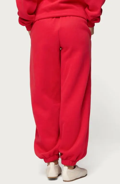 EDIKTED Fleece Logo Graphic Sweatpants - Red