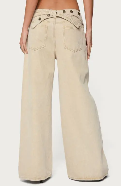 EDIKTED Button Strap Baggy Wide Leg Jeans
