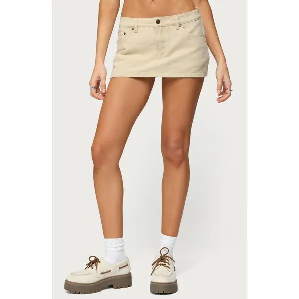 EDIKTED Denim Skort - Beige