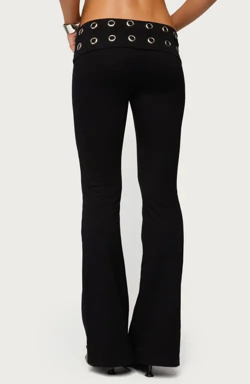 EDIKTED Grommet Foldover Low Rise Flare Pants