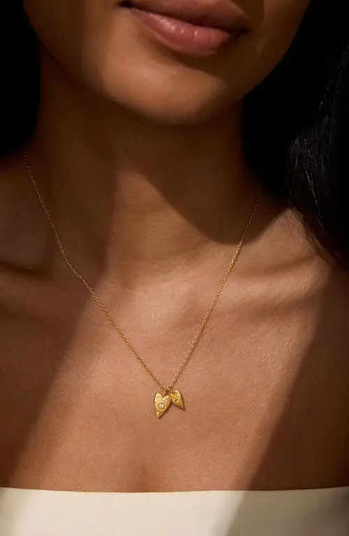 SATYA JEWELRY White Topaz Lotus Heart Necklace