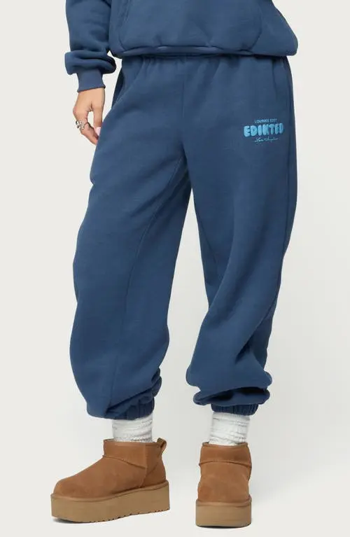 EDIKTED Lounge Edit Logo Sweatpants - Navy