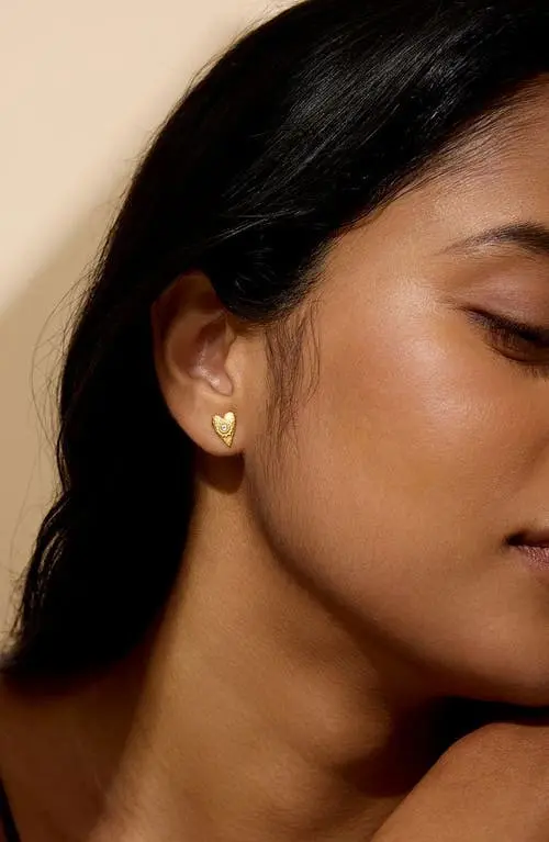 SATYA JEWELRY Sacred Connection Heart Lotus Stud Earrings