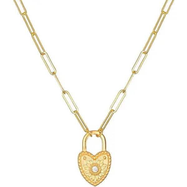 SATYA JEWELRY Love Everlasting Padlock Heart Necklace - Gold