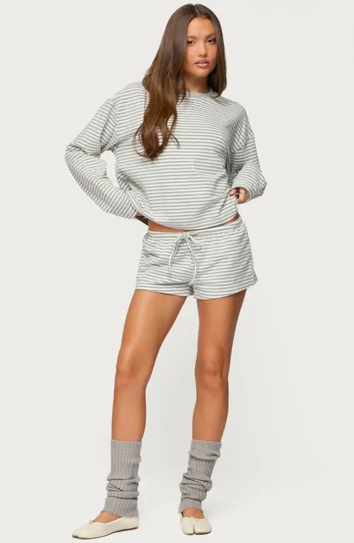 EDIKTED Jainee Striped Drawstring Shorts - Gray-melange