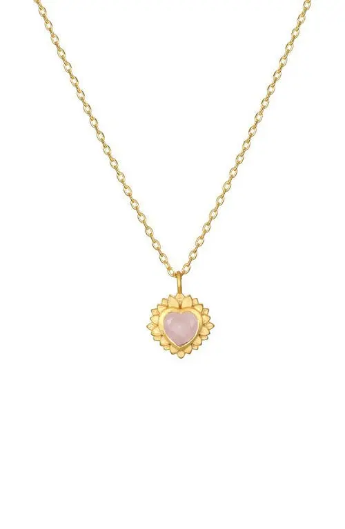SATYA JEWELRY Journey To Love Rose Quartz Lotus Heart Necklace - Gold