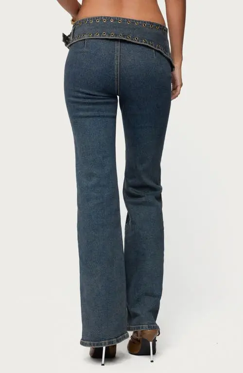 EDIKTED Asymmetric Grommet Low-rise Jeans