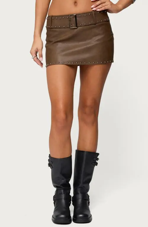 EDIKTED Studded Faux Suede Skort