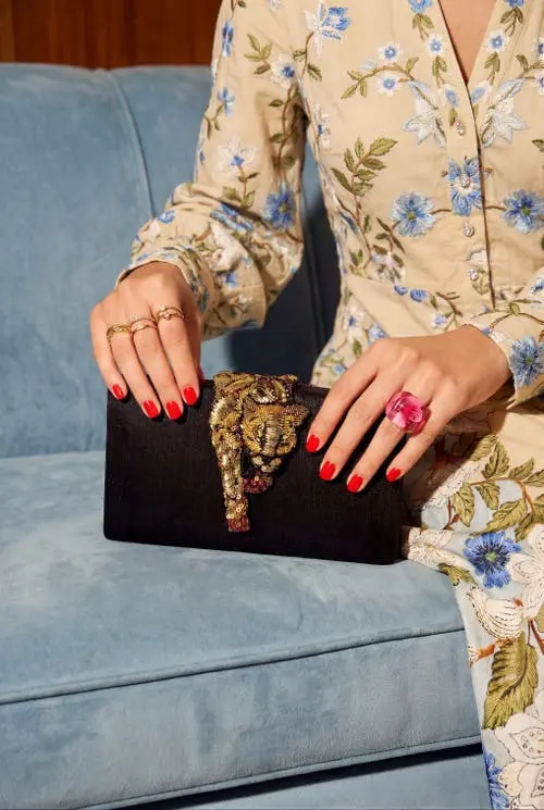 SIMITRI Raaka Hand-embroidered Clutch - Onyx